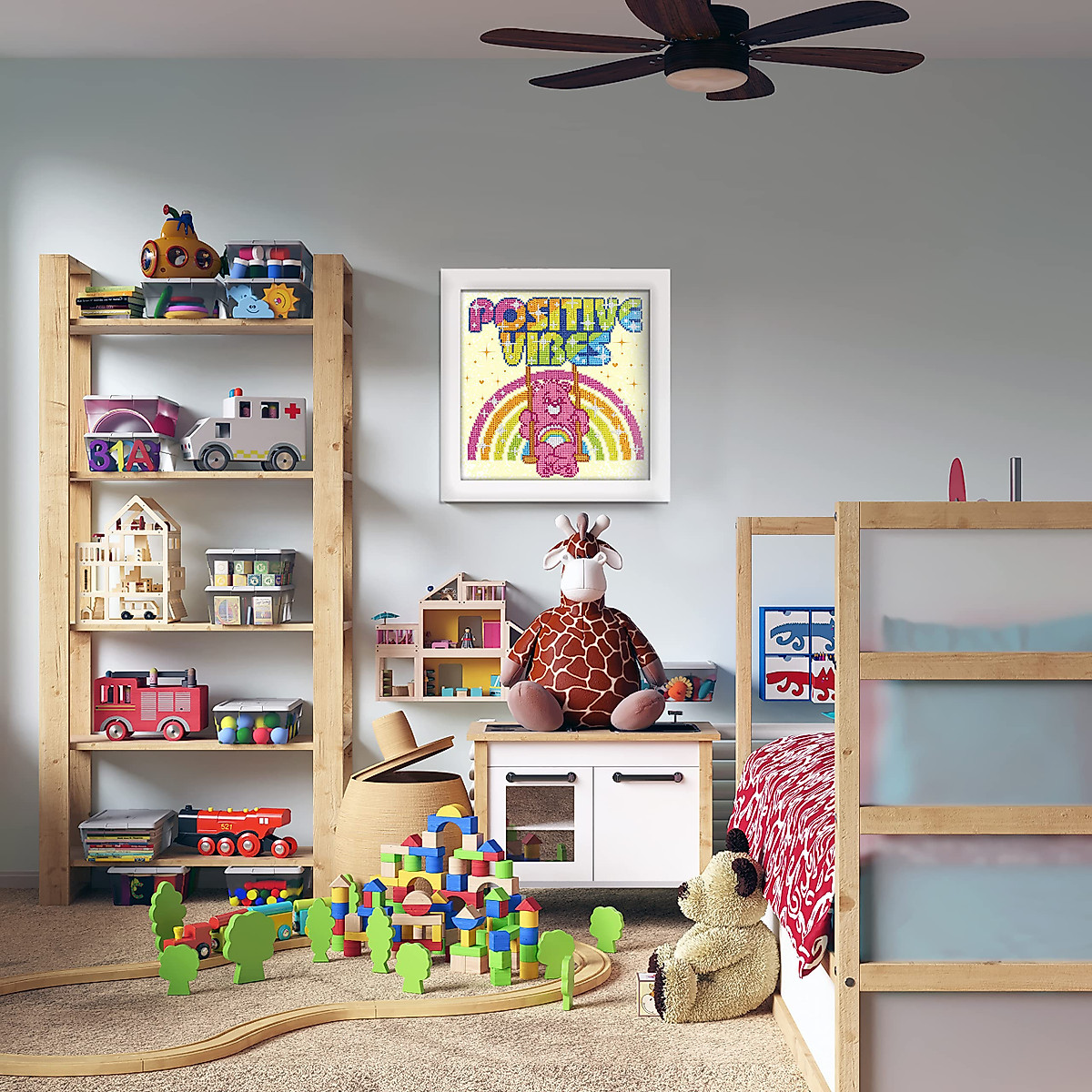 Camelot Dotz Diamond Art Kit 12.6"X12.6"-Care Bears, CB Positive Vibes Multi