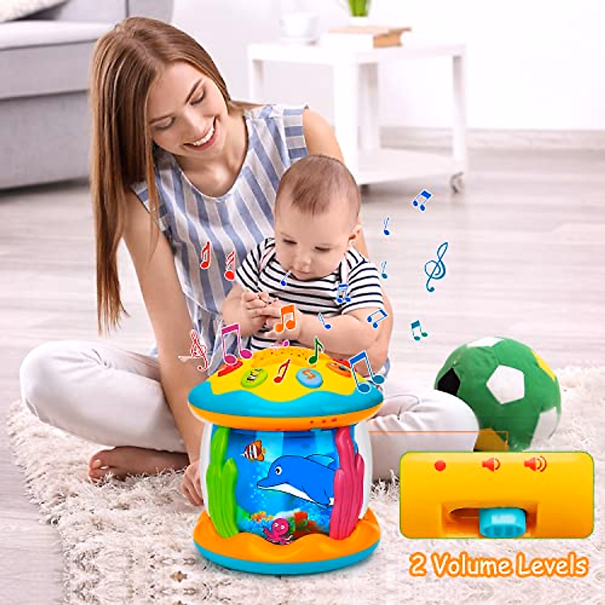 Baby Toys 6 to 12 Months 4 in 1 Musical Projector Rotating Tummy Time Learning Light Up Infant Baby Toys 0-3 3-6 9 12-18 Month Babies Toddlers 1 2 3 Year Old Boy Girl Kid Easter Gifts for Baby