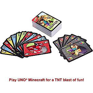 Mattel Games UNO Minecraft Card Game for Family Night with Minecraft-Themed Graphics in a Collectible Tin for 2-10 Players (Amazon Exclusive)