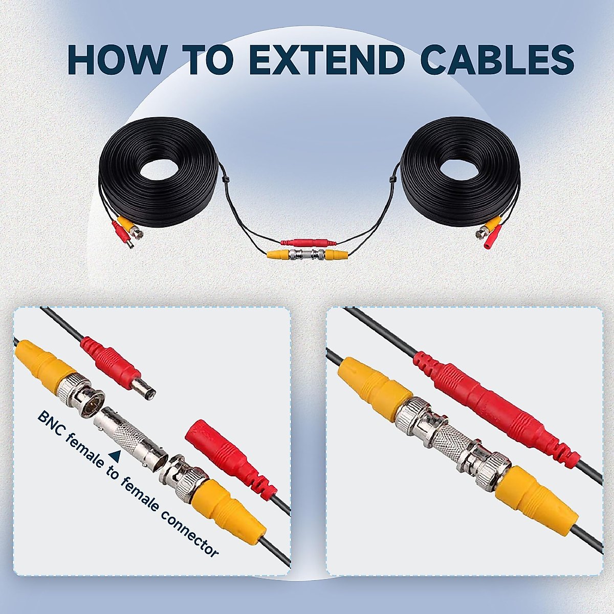 100ft/30M All-in-One BNC Video Power Cables, BNC Extension Surveillance Camera Wires for CCTV Camera DVR NVR Systems (2PCS BNC Connectors Included)