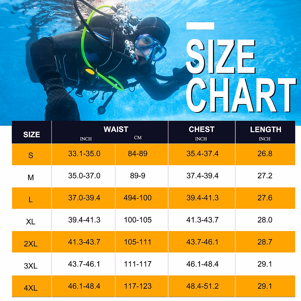 CtriLady Men's Best Neoprene Wetsuit Jacket Front Zipper Long Sleeves Workout Tank Top for Swimming Snorkeling Surfing (Black, 3XL)