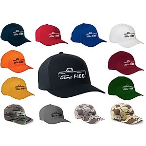 1957-60 Ford F100 Pickup Truck Classic Outline Design Flexfit hat Cap Large/XLarge Black
