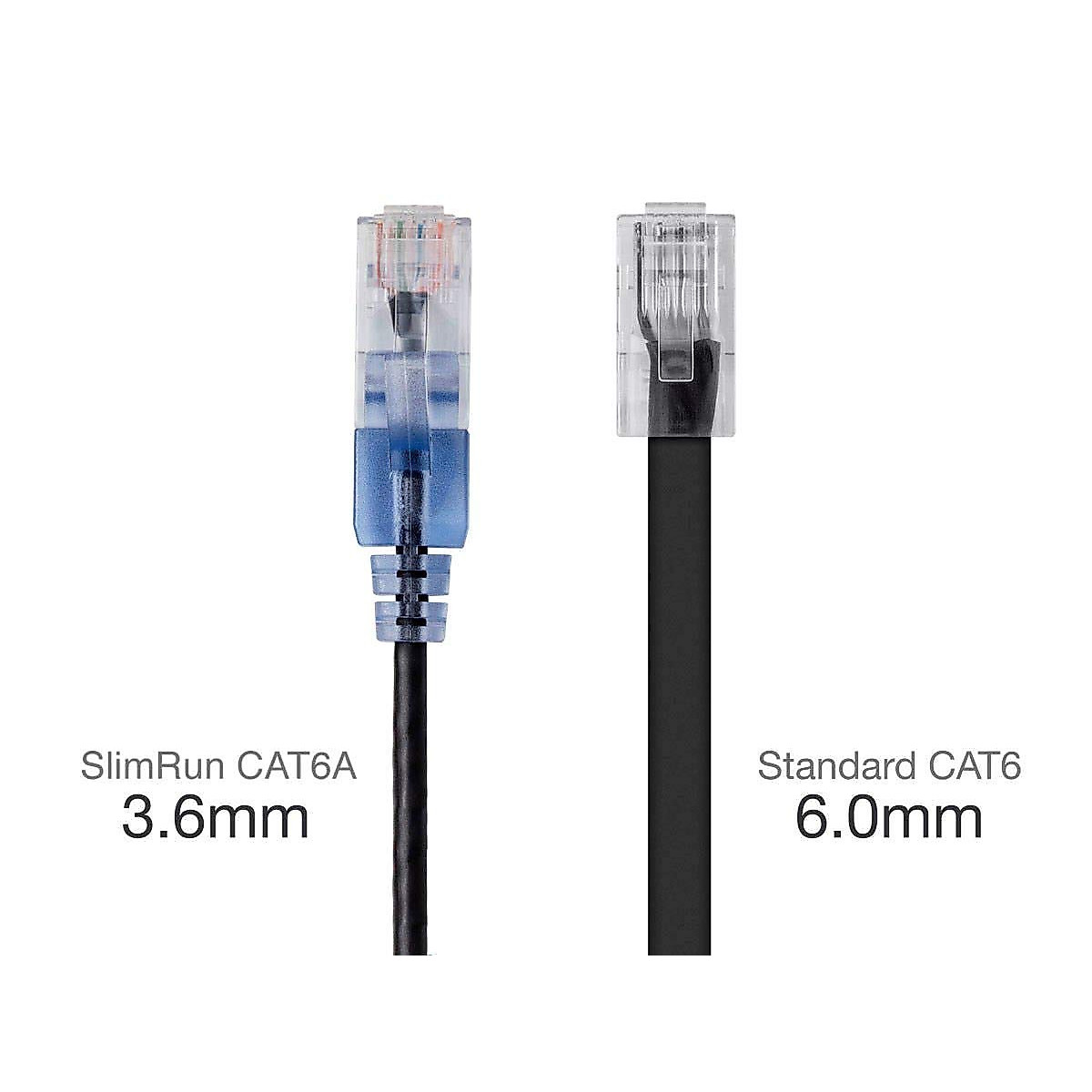 Monoprice Cat6A Ethernet Patch Cable - Snagless RJ45, 550Mhz, 10G, UTP, Pure Bare Copper Wire, 30AWG, 10-Pack, 14 Feet, Black - SlimRun Series