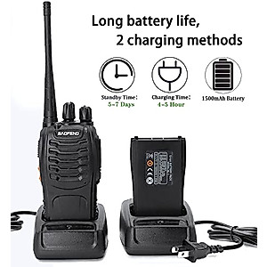 Baofeng Long Range Walkie Talkies Two Way Radios with Earpiece 2 Pack UHF Handheld Rechargeable BF-888s Interphone for Adults or Kids Hiking Biking Camping Li-ion Battery and Charger Included
