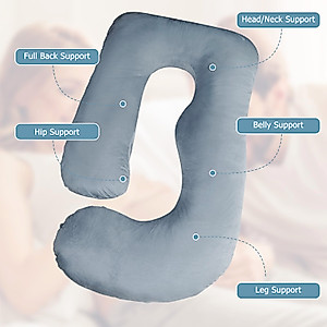 RIJINHONGMU Pregnancy Pillows, U-Shape Full Body Pillow – Grey