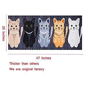 DYBADYSA 1 PCS Grey Rectangle Cartoon Lovely Cat Pattern Mat Rug for Stairway Toilet Floor Bedroom Living Room Bathroom Kitchen Home Decoration Area Rugs Y1