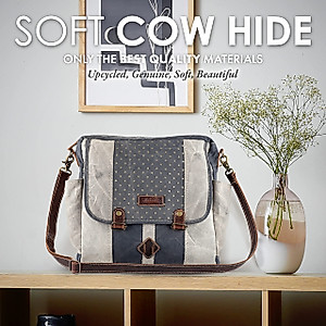 Womens Shoulder Bag by Sixtease - Vintage Style Shoulder Bags for Women - Made with Genuine Leather, Upcycled Canvas, or Hair On - Handmade, Adjustable Strap, Brass and Zinc Hardware - Flint