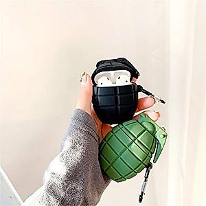 Mulafnxal for Airpods 1&2 Case, Cute 3D Funny Cartoon Soft Silicone Protective Airpod Cover, Fun Cool Design Shockproof Skin, Fashion Accessories Cases for Men Teens Boys Air pods (Black Grenada)