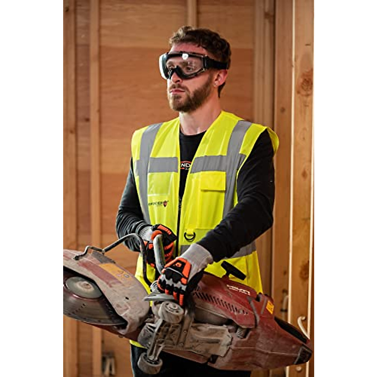 Defender Safety DVP2 Clear Safety Goggles, Eye Protection, Anti Fog, Impact & Chemical Resistant, ANSI Z87+ (Black)