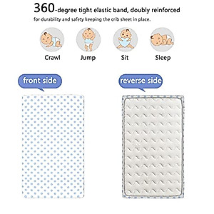 Polka Dots Themed Fitted Crib Sheet,Standard Crib Mattress Fitted Sheet Toddler Bed Mattress Sheets-Baby Crib Sheets for Girl or Boy,28“ x52“,Pale Blue and White