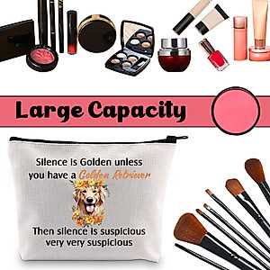 JNIAP Golden Retriever Cosmetic Bag Golden Retriever Gift For Women Owner Makeup Pouch Golden Retriever Lover Dog Travel Bag