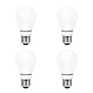 SYLVANIA LED Light Bulb, 40W Equivalent A19, Efficient 6W, Medium Base, Frosted Finish, 450 Lumens, Bright White - 4 Pack (79703)