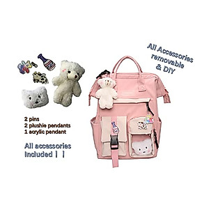 GGOOB Kawaii Backpack with Kawaii Pin and Accessories Backpack Cute Aesthetic Backpack Cute Kawaii Backpack for School (Black)