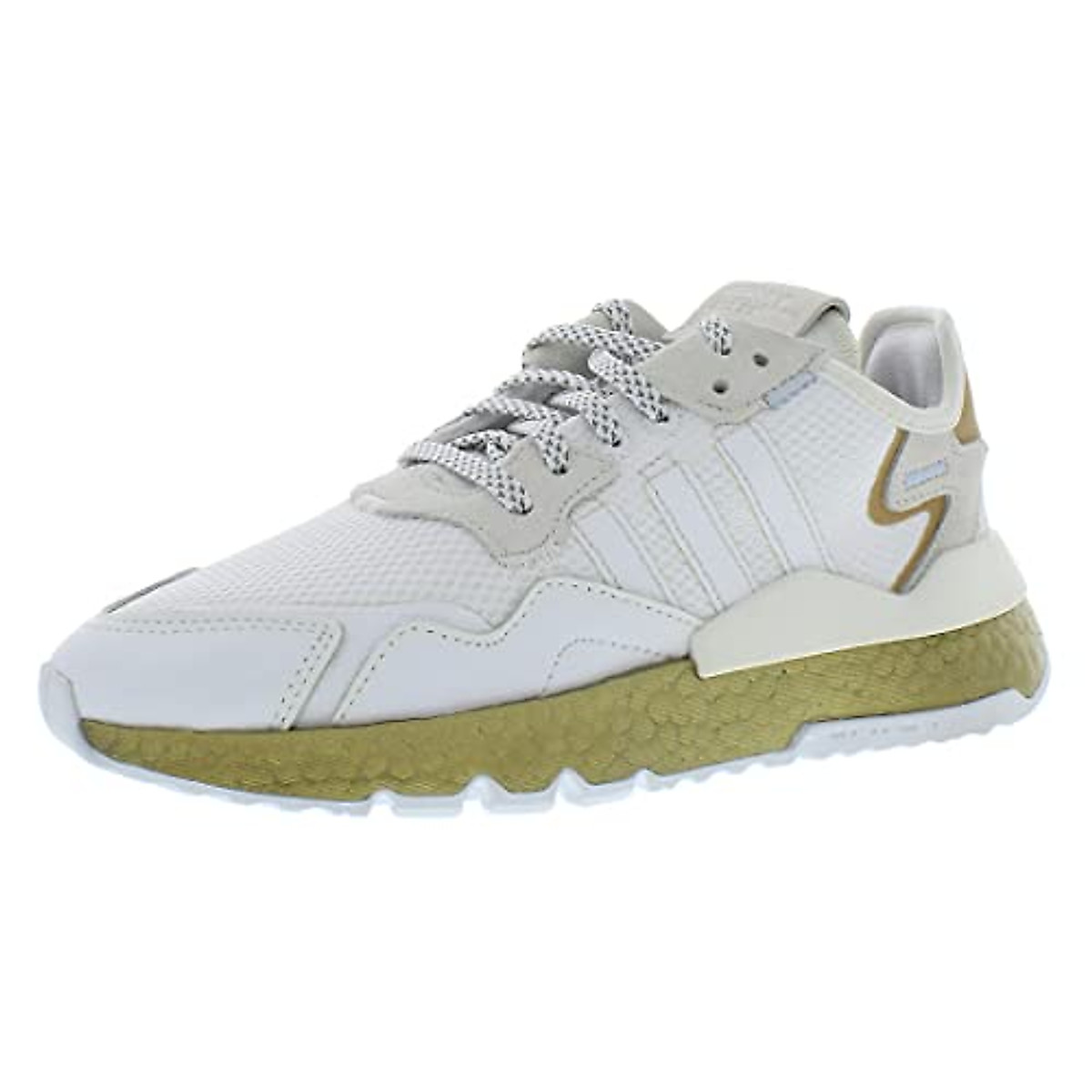 adidas Nite Jogger W Footwear White/Periwinkle/Gold Metallic 8 B (M)