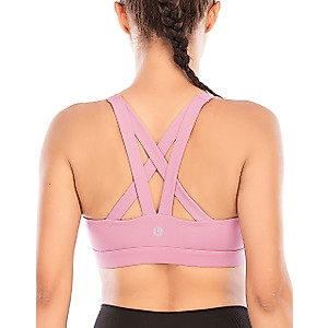 RUNNING GIRL Sports Bra for Women, Criss-Cross Back Padded Strappy Sports Bras Medium Support Yoga Bra with Removable Cups
