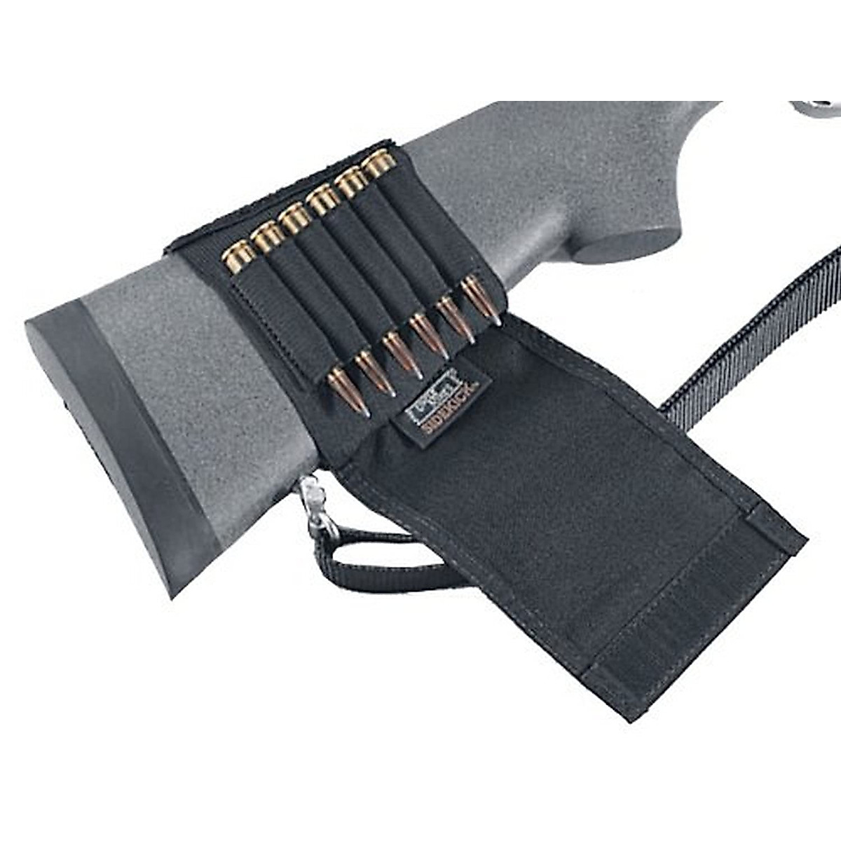 Uncle Mike's Buttstock Shell Holder with Flap Buttstock Shell Holder Kodra Black Rifle w/Flap, Card 88482