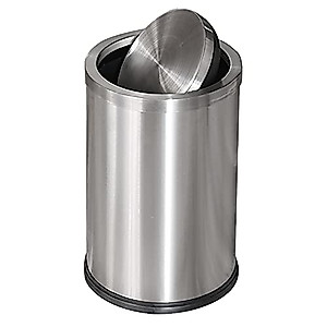 Huaqinglian Stainless Steel Gold Trash can with Flipping Lid 2.4gallon Fingerprint-Proof Garbage cans Wastebasket Bin for Kitchen bothroom Living Room (Silver)