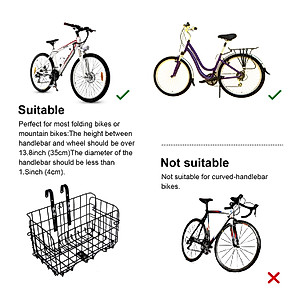 Karcle Detachable Folding Bike Basket Bicycle Basket Heavy Load - Adult Front Rear Bicycle Bag Rack Hanging Bike Basket for Mountain Bike Accessories (Black)