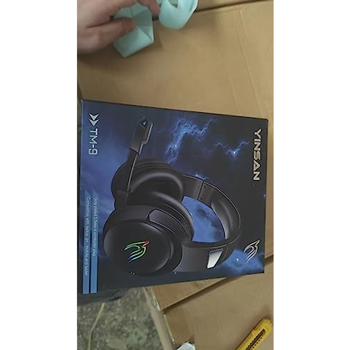 YINSAN Gaming Headset for PS4 PS5 Xbox Series X|S Xbox One PC Gaming Headphones for Nintendo Switch with Stereo Surround Sound RGB Light Over Ear Wired Gamer Headset with Flip-to-Mute Microphone