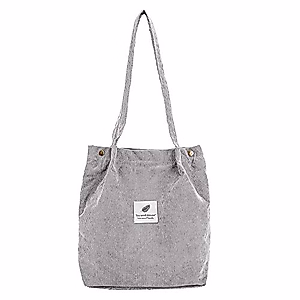 SPRAOI Bag Corduroy Tote Travel Bag Hand Bag Fashion Women Shoulder Color Satchel Bag Mini Shoulder Bag, Grey