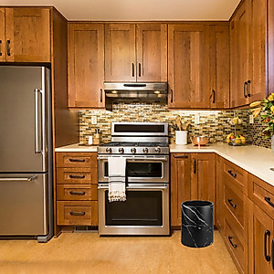 VOSAREA Marble Trash Can 12L Round Garbage Bin Double Layer Waste Basket Container for Bathrooms Kitchens Home Office Hotel B