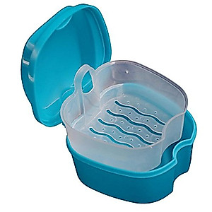 XuBa Pp Denture Bath Box Case Dental False Teeth Storage Box With Hanging Net Container