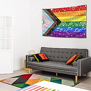 FULAISMGS Pride Flags Large LGBTQ Flag Bisexual Gay Progress Rainbow Flag 3x5FT Garden Outdoor Original Design Cute Print Pattern