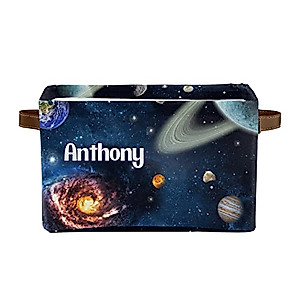 Space System Planets Personalized Large Storage Box for Toy,Bathroom,Nursery,Home Kitchen Shelves,Custom Closet Decorative Storage Bins 1 Pack