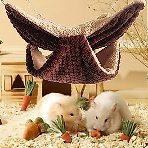 Small Animals Hanging Hammock Soft Hamster Hammock Winter Warm Hanging Bed Cage Accessories for Rat Chinchilla Parrot Ferret Squirrel Grey S