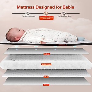 ELEMARA 4 in 1 Baby Bassinet Bedside Crib with Diaper Changer,Pack and Play with Mattress,Sheet and Blackout Cover for Baby,Playpen Travel Bed with Storage,XL Playard with 3 Adjustable Height