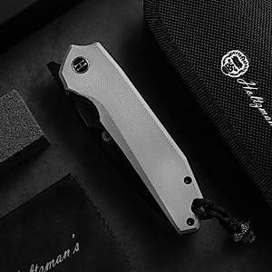 Holtzman's Gorilla Survival Mens Folding Pocket Knife Set D2 Steel Blade G10 Handle Pocket Knife EDC Gift set for Men (black blade+dark grey/ed liner G10 handle)