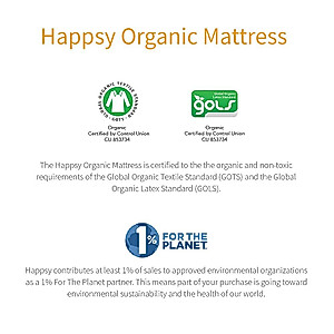 Happsy Organic Hybrid Mattress - Natural Latex Mattress - Medium Firm Mattress with Encased Coil Layers for Universal Comfort and Pressure Relieving - Bed-in-a-Box Latex Mattress - Queen