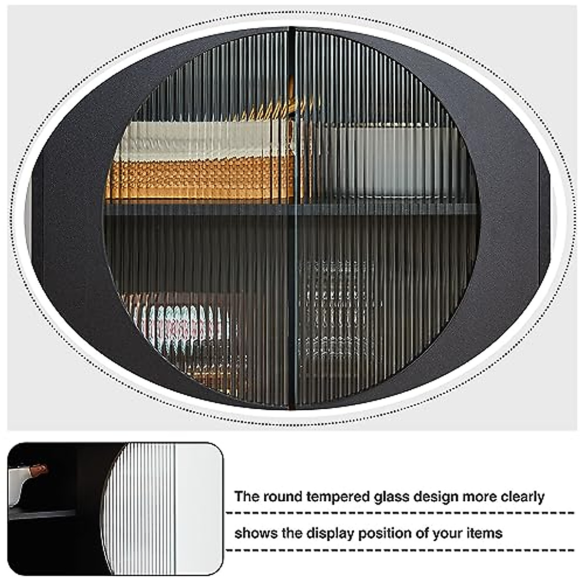 Modern Glass Sideboard Buffet Cabinet set of 2, Accent Cabinet Freestanding Kitchen Storage Cabinet Console Table with Adjustable Shelves and Pop-up Doors for Living Room, Kitchen, Hallway (Black)