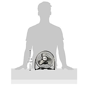 Comfort Zone CZHV9B 9” 3-Speed Cradle Floor Fan, 180-Degree Adjustable Tilt, All-Metal Construction, Convenient Carry Handle, and Rubber Feet for Stability, Black