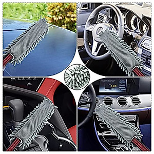 Mini Car Duster, Microfiber Car Detail Dash Duster, Comfort Handle, Car Interior Exterior Detailing Brush Accessories, for Car, Truck, SUV & RV (Grey)