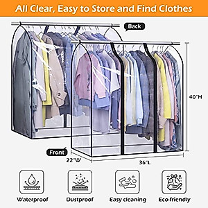 MISSLO 40" Hanging Garment Bags for Closet Storage Clear Garment Rack Cover Bottom Enclosed Cloth Cover Hanging Clothes Storage Bag Waterproof Clothes Protector for Suits, Coats, Sweaters, Shirts