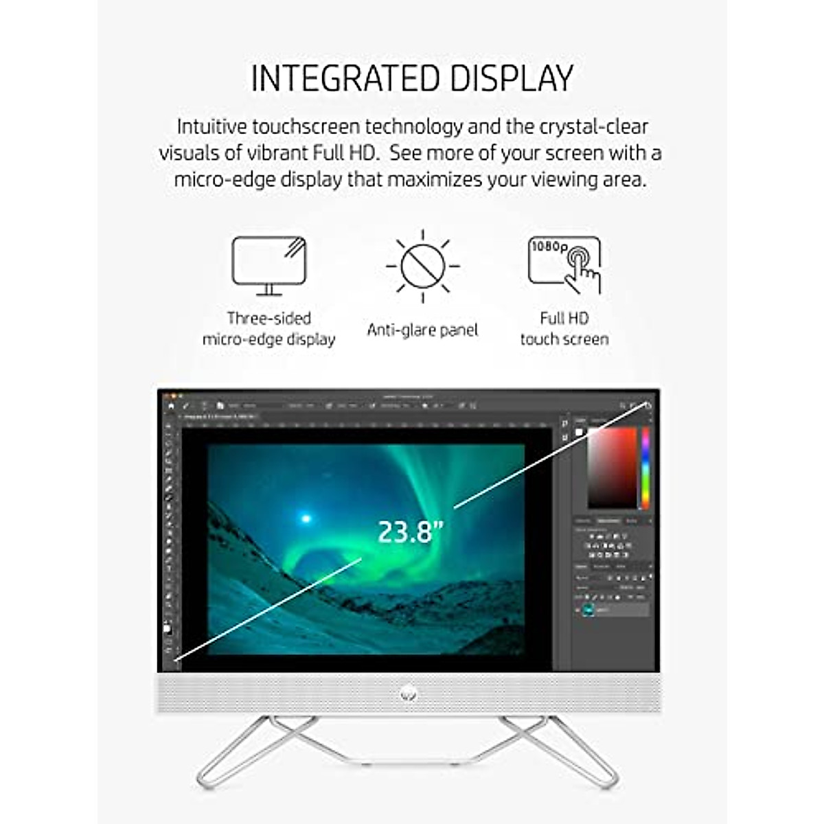 HP 24" All-in-One Desktop, AMD Ryzen 7 5700U, 16 GB, 256 GB SSD & 1 TB Hard Drive, Full HD IPS Touchscreen, Windows 11 Home, 4 USB Ports, Privacy Camera, Dual Mics, Keyboard & Mouse (24-cb0090, 2021)