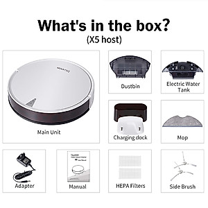 ISWEEP X5 Robot Vacuum and Mop Cleaner,Robotic Vacuum for Pet Hair,High Frequency Vibration Water Tank,2000Pa Max Suction,App,Self-Charging.