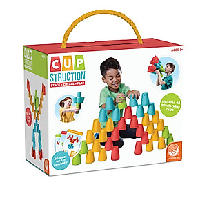 MindWare CupStruction – Interlocking Building & Stacking Toy for Kids Ages 3 & Up – Boosts Fine Motor Skills and Hand-Eye Coordination