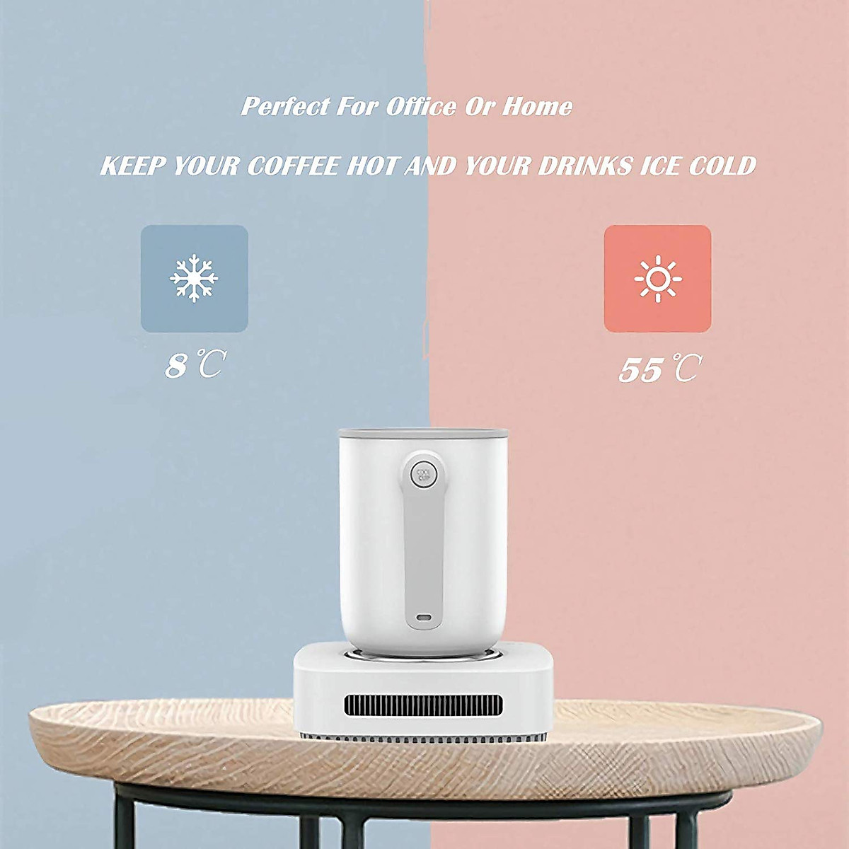Miecux Cup Cooler-Coffee Warmer Desktop 2IN1,31℉ - 46℉ Coffee Tea Drinks Mug Warmer Cooler Desktop Heating and Cooling Beverage Plate For Water,Milk,Beer,Cocoa (white)