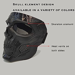 PPGAREGO Airsoft Mask | Ghost Mask | Motorcycle Face Mask | Skull Skeleton Mask | Airsoft Tactical Gear | for Halloween Paintball Game Party and Other Outdoor Activities (Black+Black)