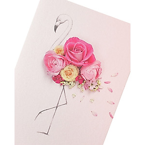 UK Greetings Birthday Card for Her - Birthday Card for Friend - Into the Meadow - Pink Floral Flamingo