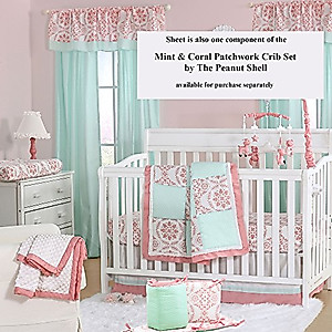 Coral Pink Medallion Fitted Crib Sheet - 100% Cotton Floral Damask Baby Girl Nursery and Toddler Bedding