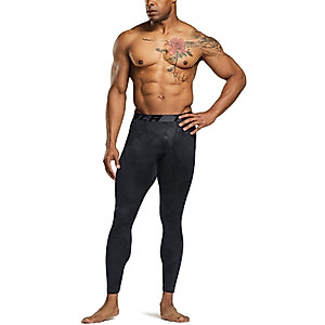 TSLA Men's Thermal Compression Pants, Athletic Sports Leggings & Running Tights, Wintergear Base Layer Bottoms, 2pack Tights Black&red/Woodland Slash Black, X-Large