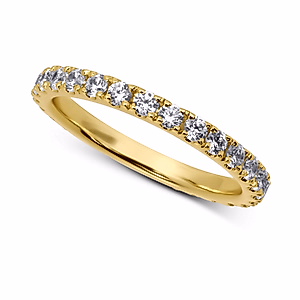 ORO LEONI 925 Sterling Silver Cz Eternity Band Ring - 14k Silver, Yellow And Rose Gold Plated (Yellow Gold, 6)