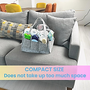 SAVUK Baby Diaper Caddy Organizer Portable Newborn Shower Basket Gifts Storage Changing Wipes Bag Car Nursery Infant Boy or Girl Baby (Grey)