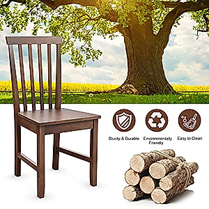 Giantex Wood Dining Chair, Set of 2 Traditional Side Chair w/High Slat Back, Rubber Wood Legs, 100 Degree Curved Backrest Spacious Seat, Versatile Farmhouse Dining Chairs for Kitchen Dining Room