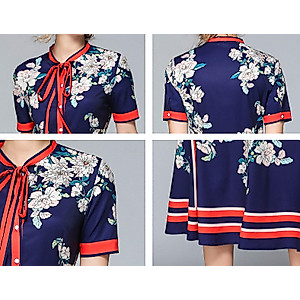 LAI MENG FIVE CATS Women's Floral Print Button up Midi Dress Casual A-line Shirt Dresses