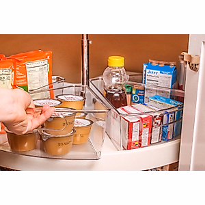 7Penn Lazy Susan Snack Organizer Bins 4pk - 11in Clear Lazy Susan Organizer for 28-29in Diam Rotating Cabinet and Pantry