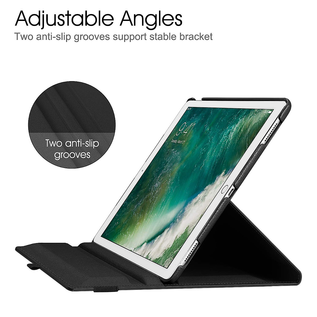 Fintie Rotating Case - 2017/2015 iPad Pro 12.9 inch (Old Model) 1st & 2nd Gen Case, 360 Degree Swiveling Stand Protective Back Cover, Supports Auto Wake/Sleep, Black